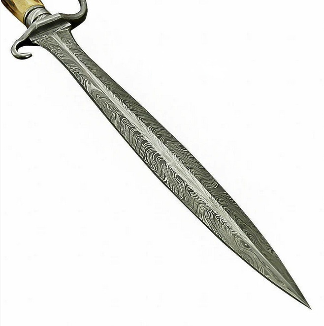 Beautiful Custom Handmade Damascus Steel Sword [Sheath] Stag Horn ...
